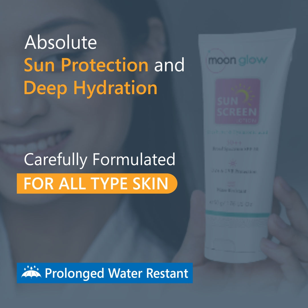 Moon Glow Shea Butter & Hyaluronic Acid SPF 50 PA+++ Sunscreen Lotion ...