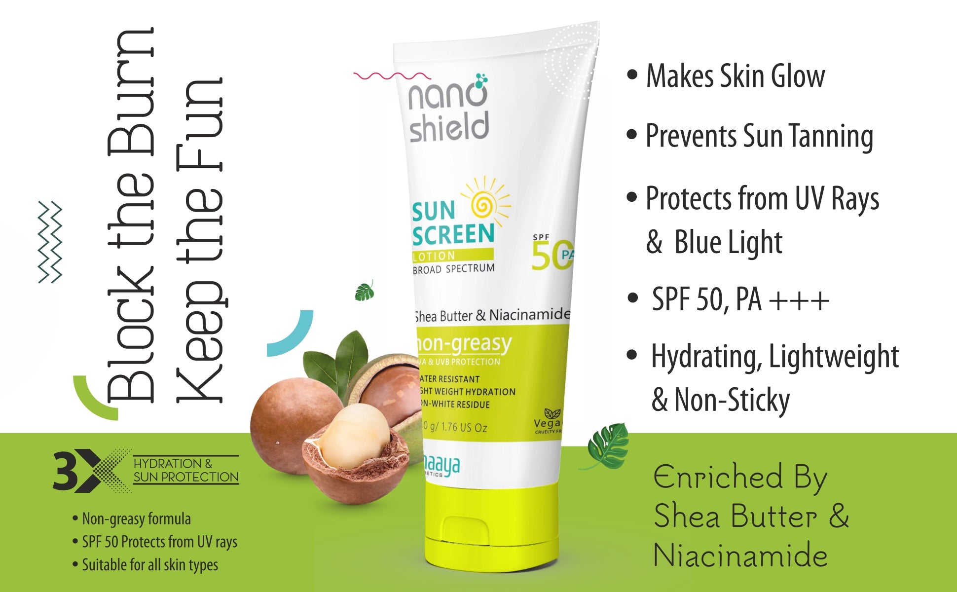 Nano Shield Niacinamide SPF 50 PA+++ Sunscreen Lotion – Olefia Limited