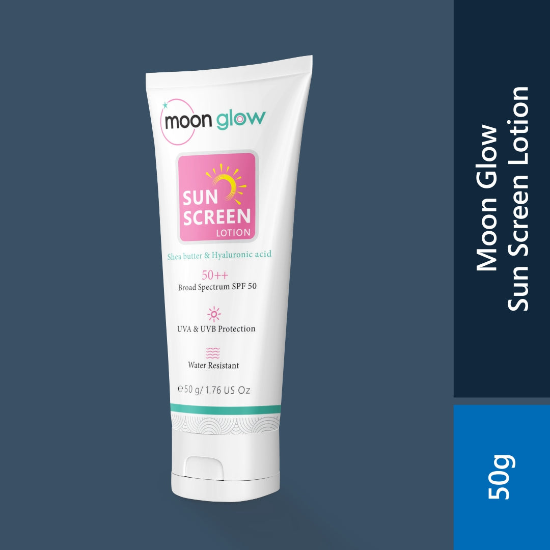 Moon Glow Shea Butter & Hyaluronic Acid SPF 50 PA+++ Sunscreen Lotion ...